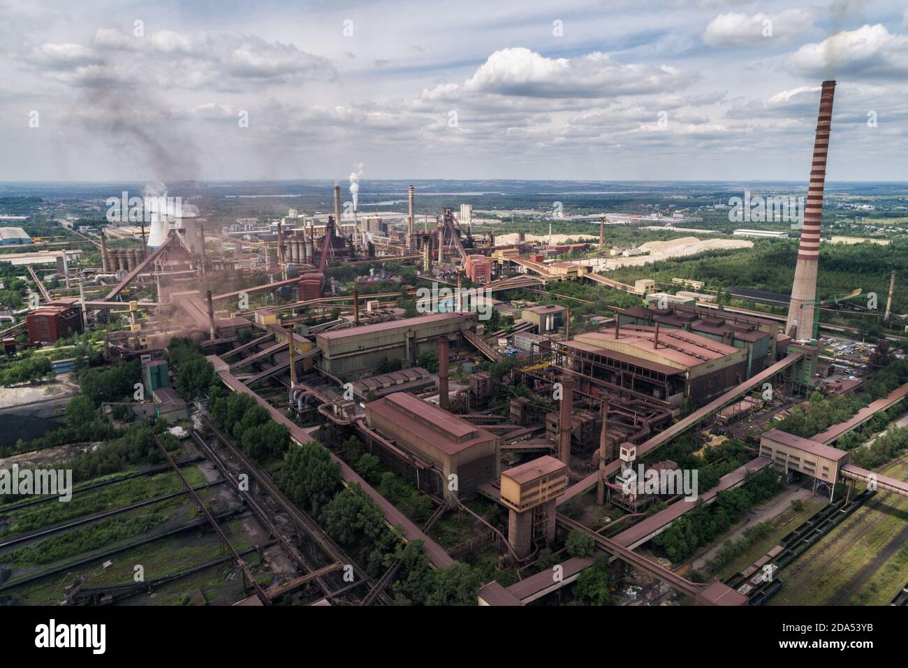 Industrial steel factory, iron works. Metallurgical plant. steelworks ...