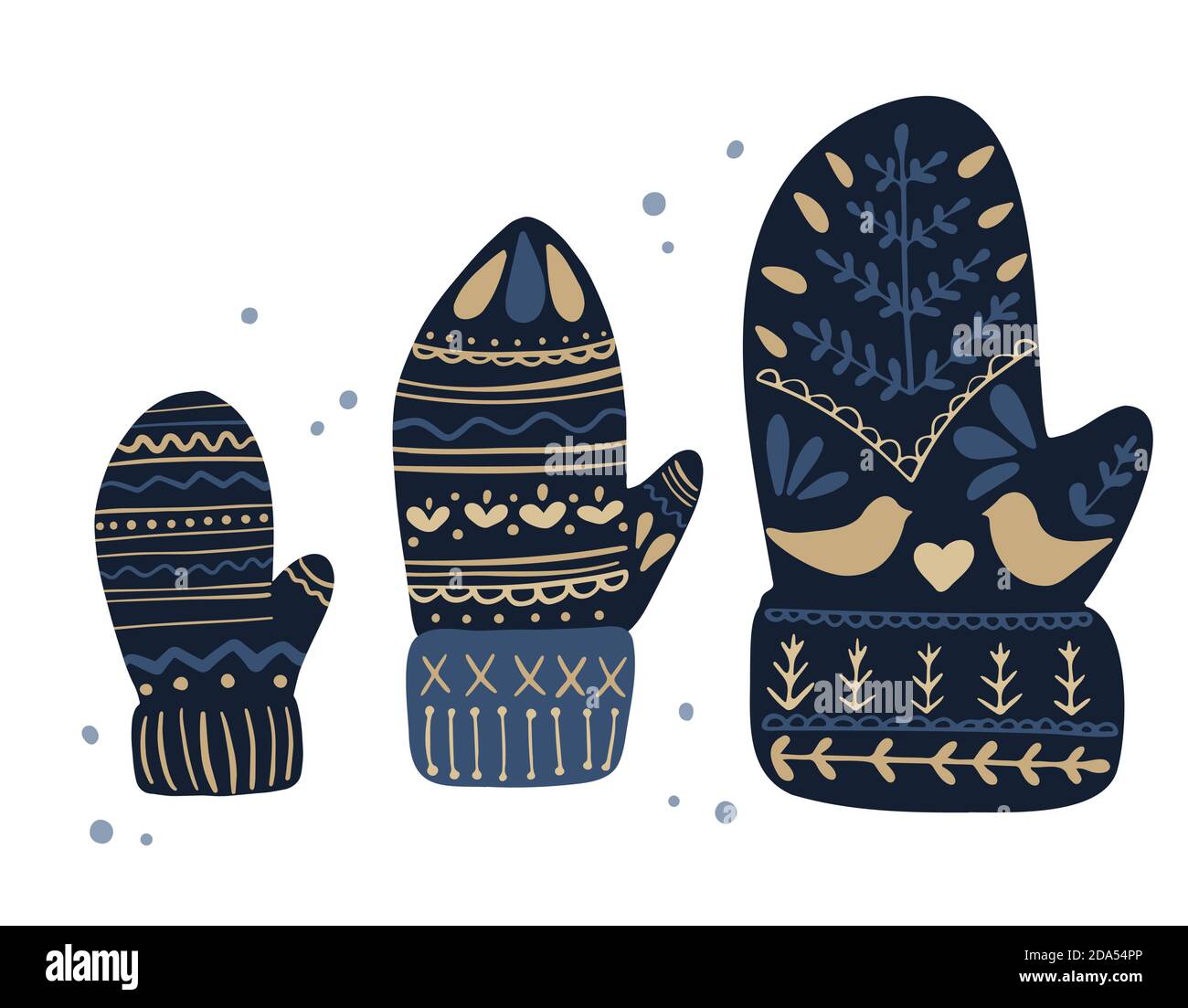 Modern knitted winter mittens set in soft vintage colors Stock Vector ...