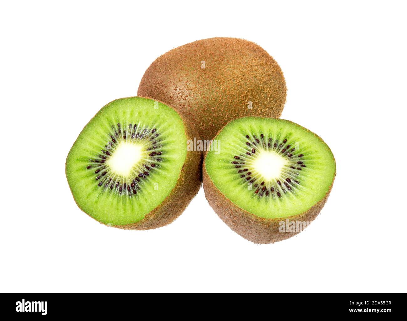Kiwi fruit isolated on white background. Whole kiwi fruit and sliced ...