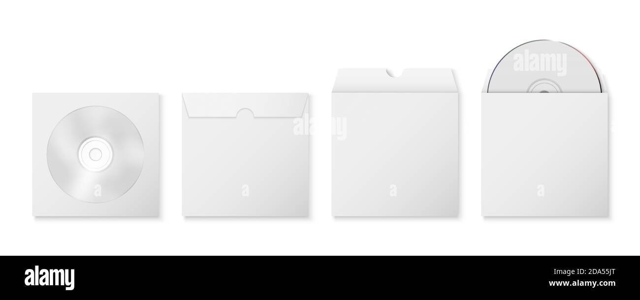 Vector 3d Realistic Blank White CD, DVD and Paper Closed and Opened ...