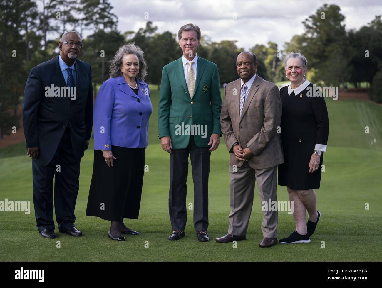 Fred Ridley (C), Chairman of Augusta National Golf Club, poses with Lee ...