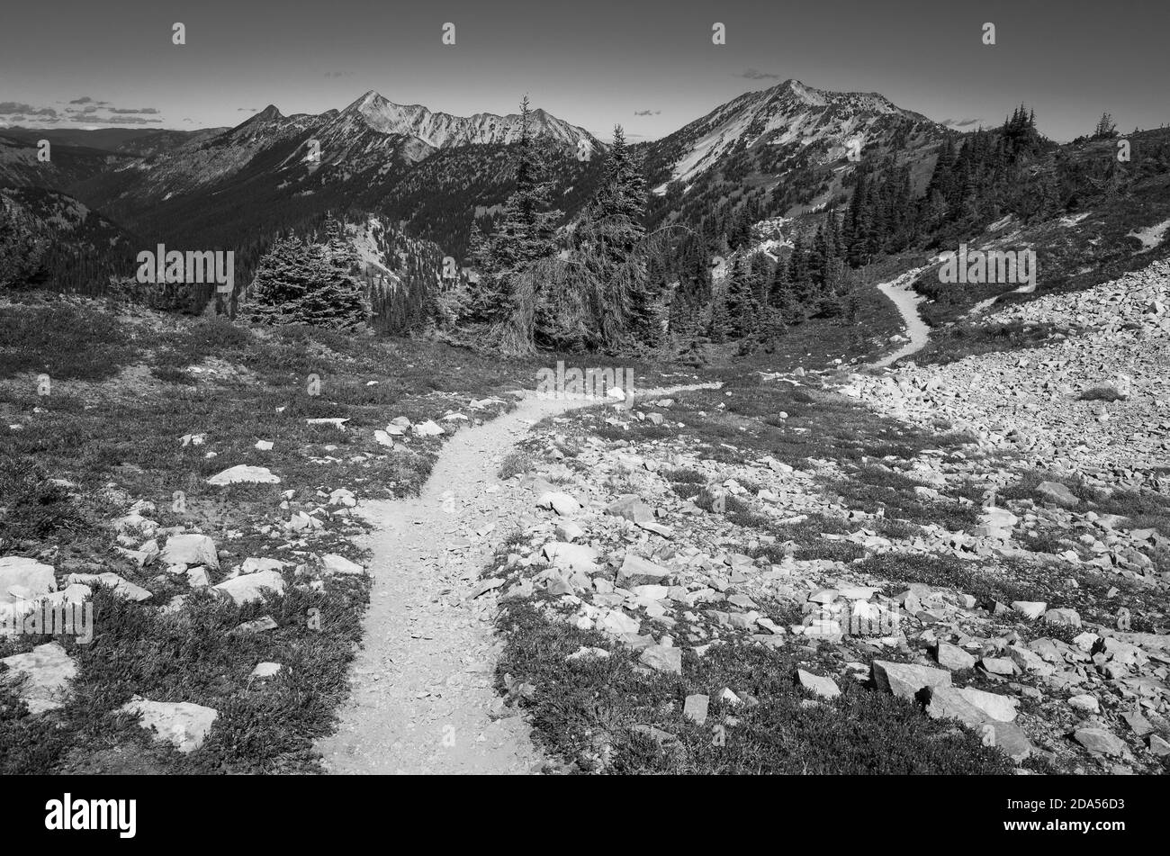 View of the Pacific Crest Trail along remote alpine ridge Stock Photo ...