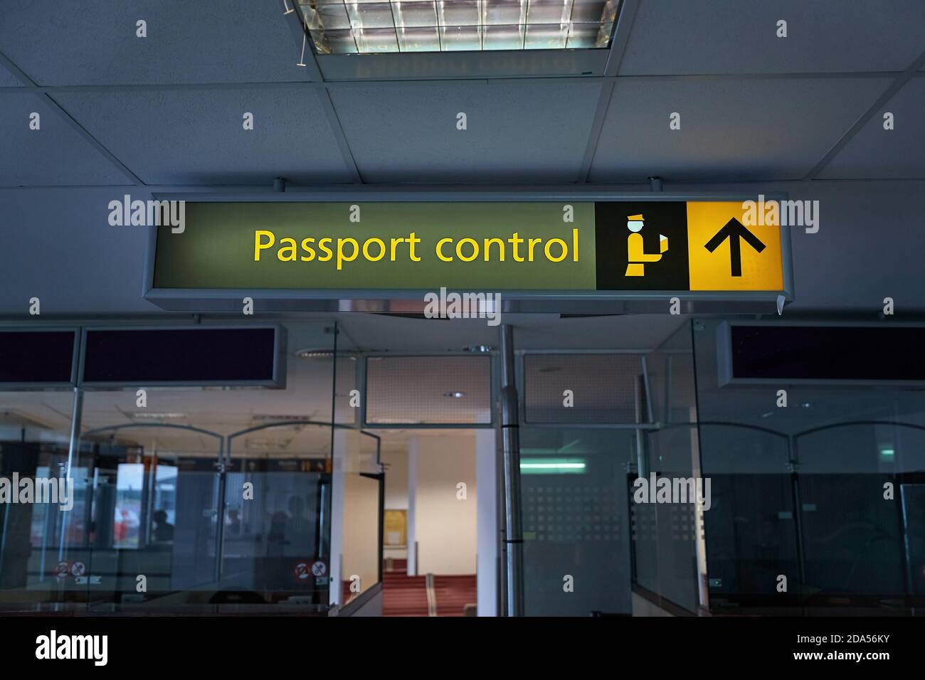 Border passport control signs Stock Photo - Alamy