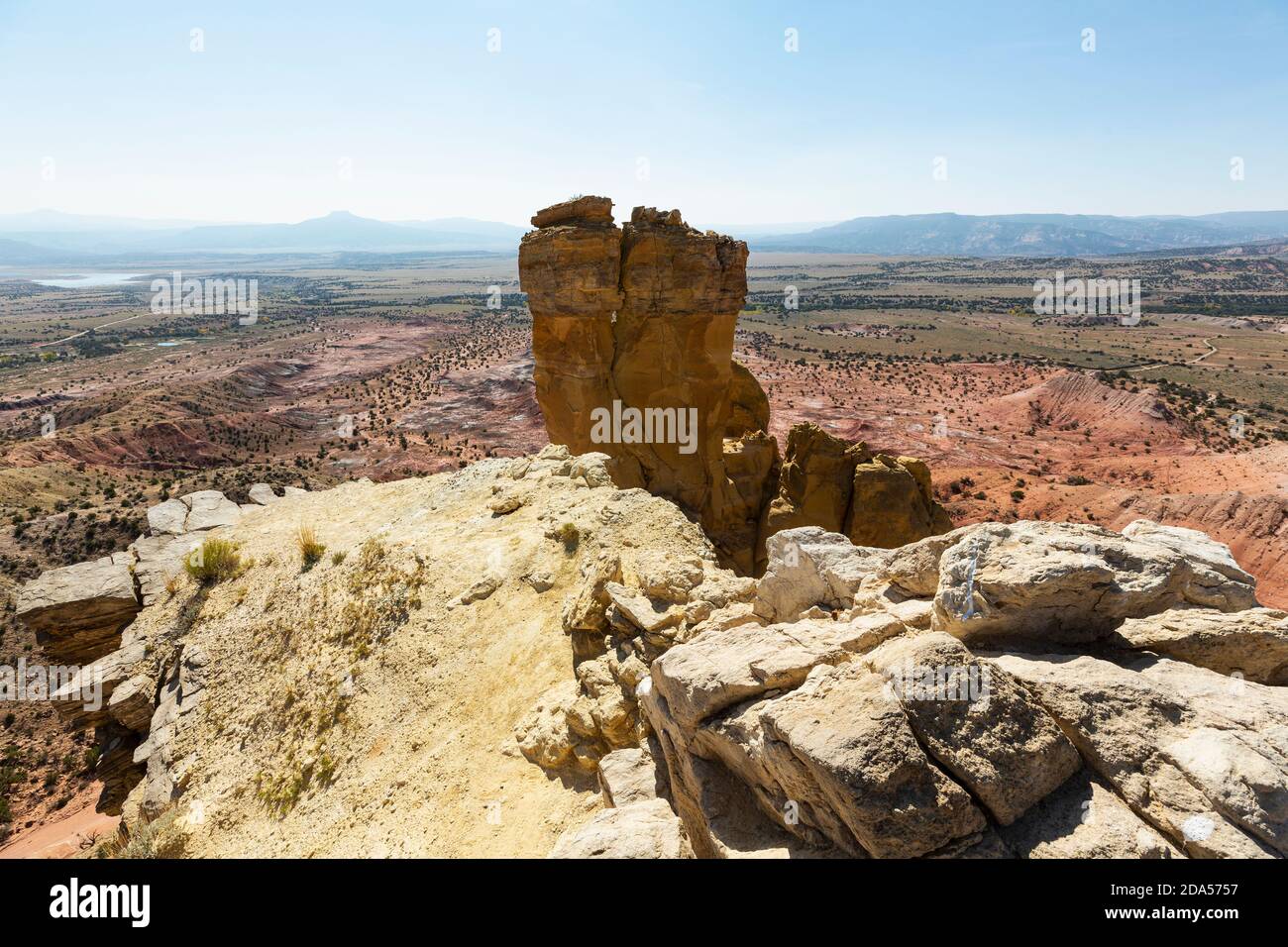 Chimney Rock and mesa, landmark in a protected canyon landscape Stock ...