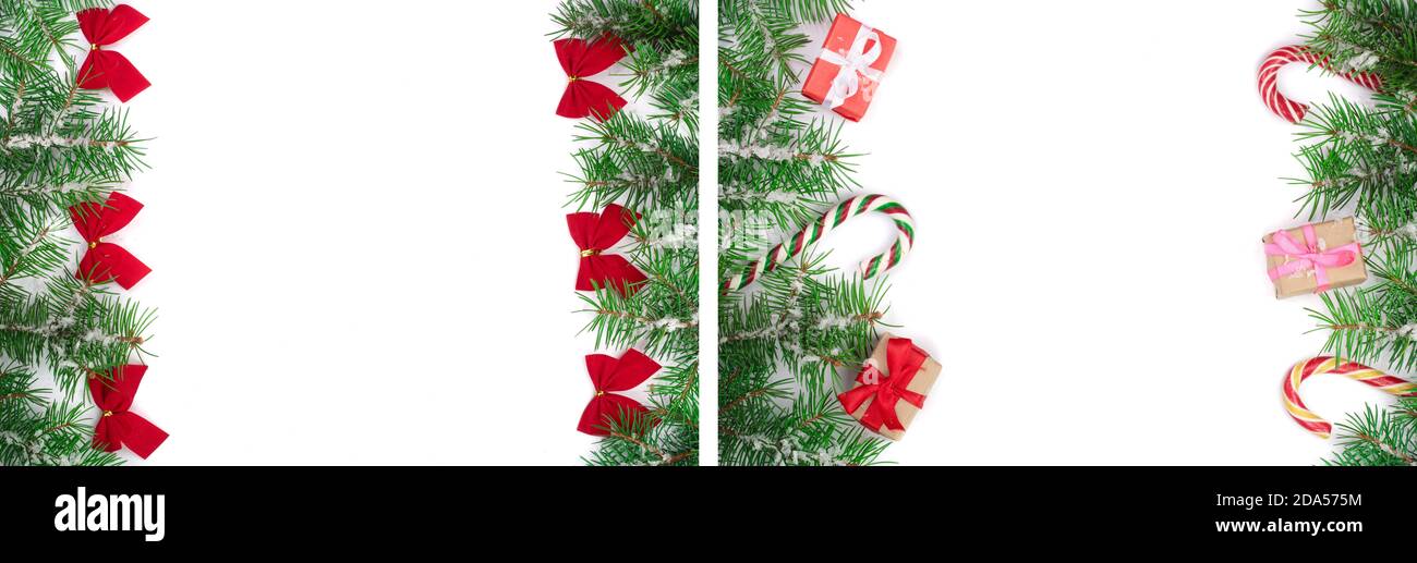Christmas frame decorated isolated on white background with copy space ...