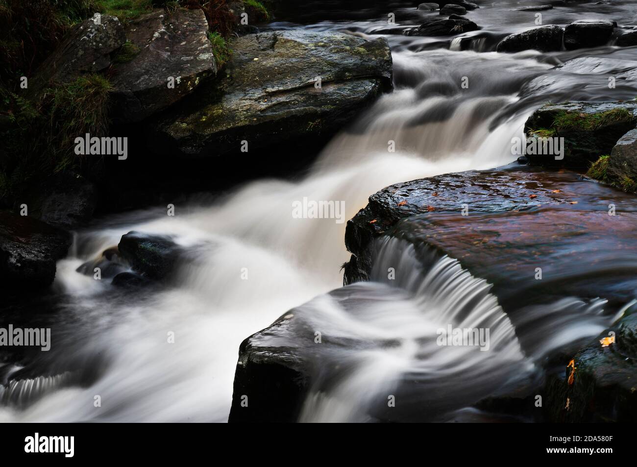 The waterfalls of the River Dane at Three Shires Head, the Peak ...