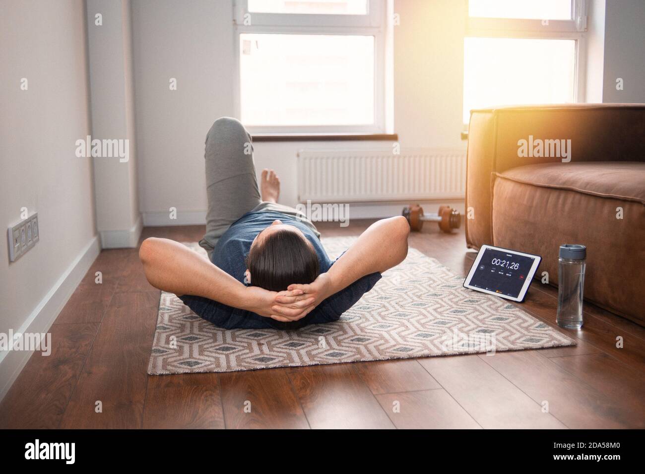 Home workout young man hi-res stock photography and images - Alamy