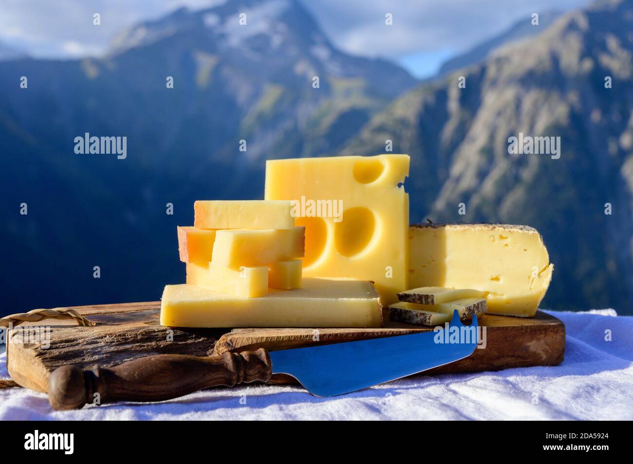 Cheese collection, French beaufort, abondance, emmental, tomme de ...