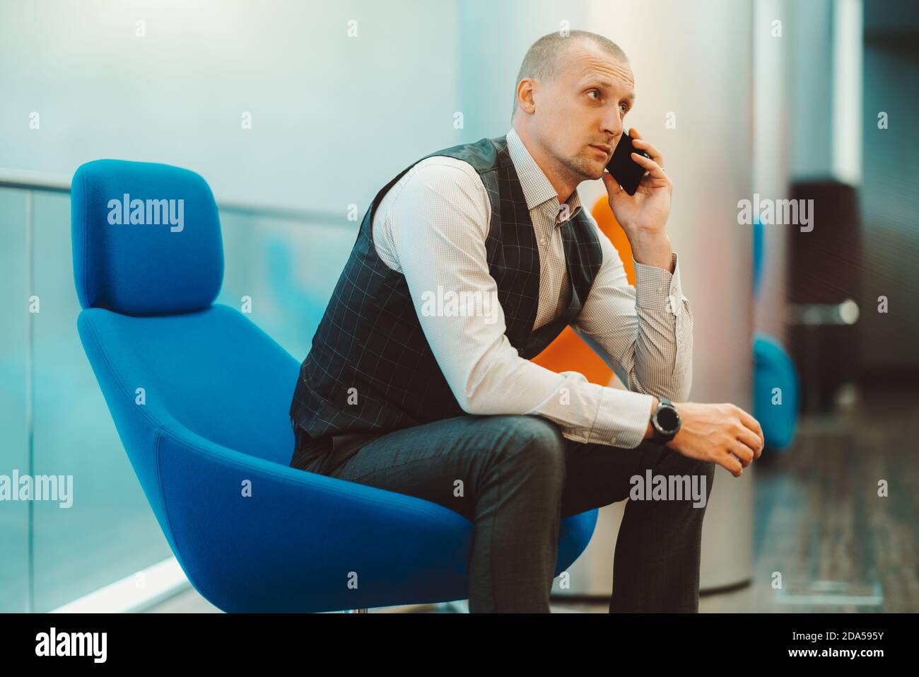 A Portrait Of A Handsome Mature Caucasian Man Entrepreneur Sitting On