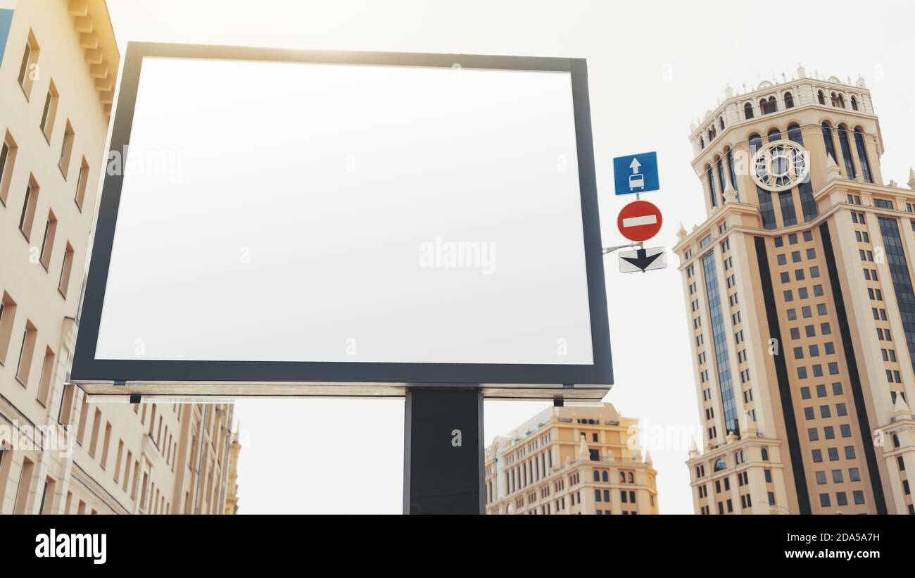 Mockup of a huge empty advertising billboard in urban settings over the ...