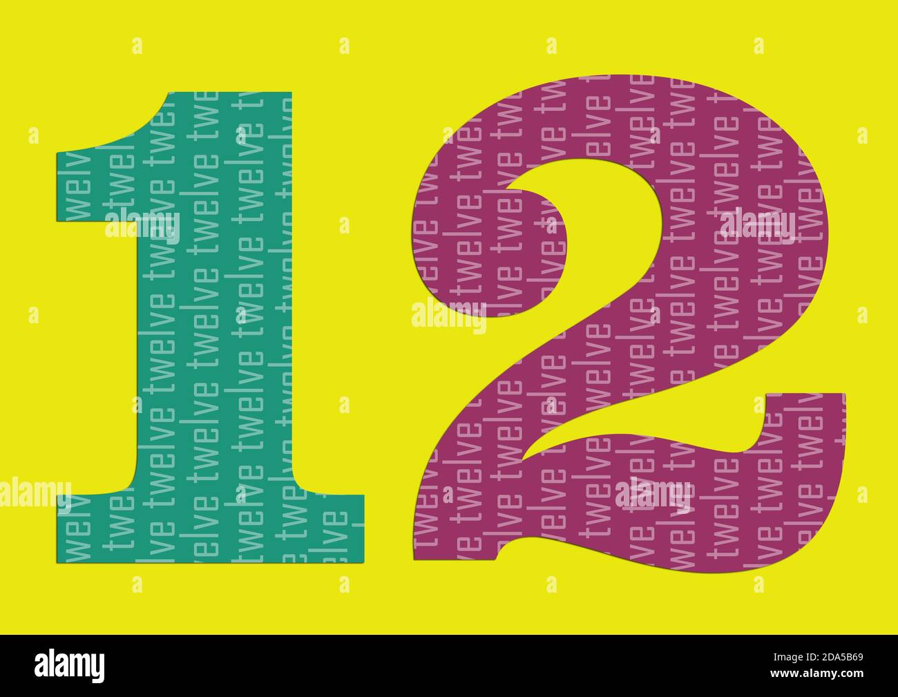 Number in number twelve fun design for decoration Stock Photo - Alamy