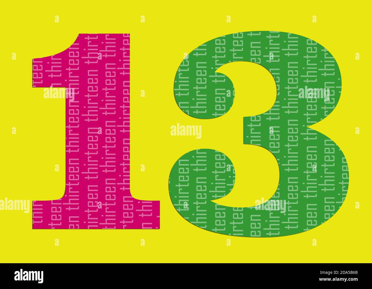 Number in number thirteen fun design for decoration Stock Photo - Alamy