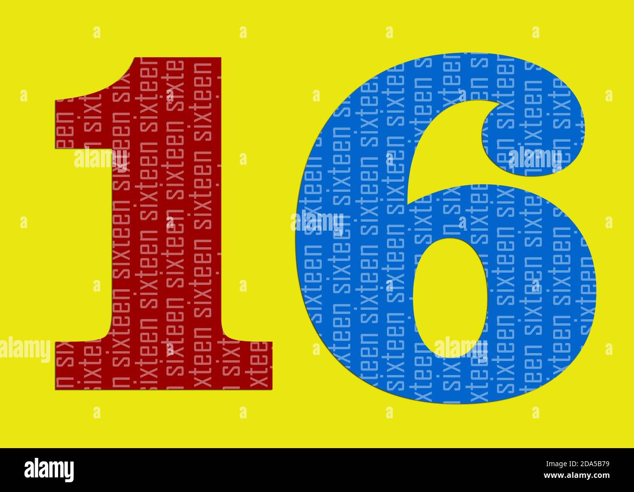 Number in number sixteen fun design for decoration Stock Photo - Alamy