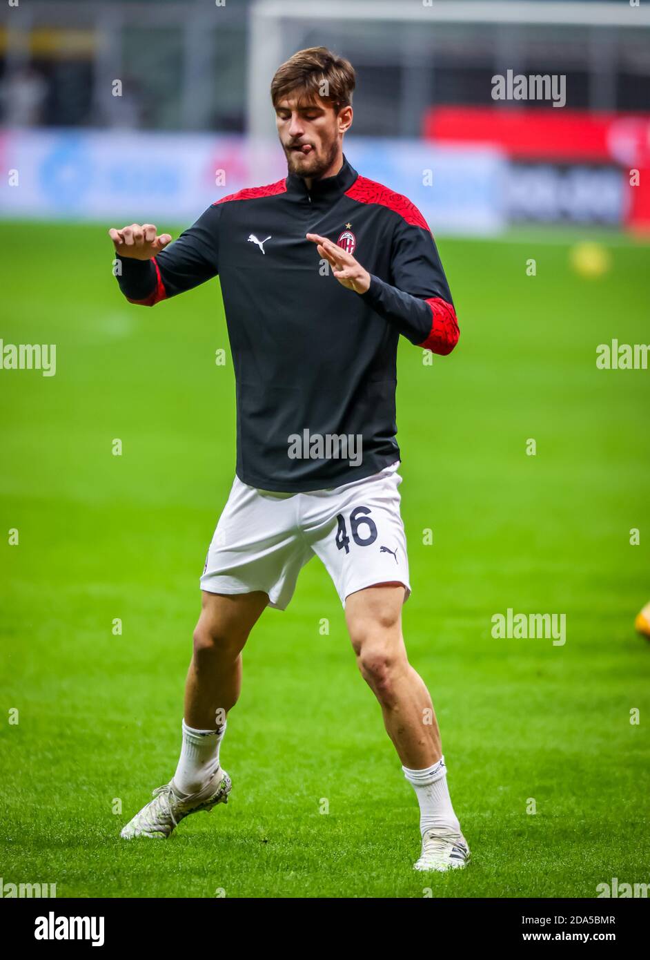 Matteo Gabbia of AC Milan during the Serie A 2020/21 match between AC Milan vs Hellas Verona at ...