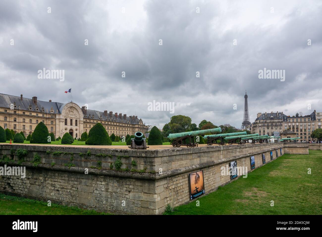 Paris, France - August 29, 2019 : Tourists near cannons outside Les ...