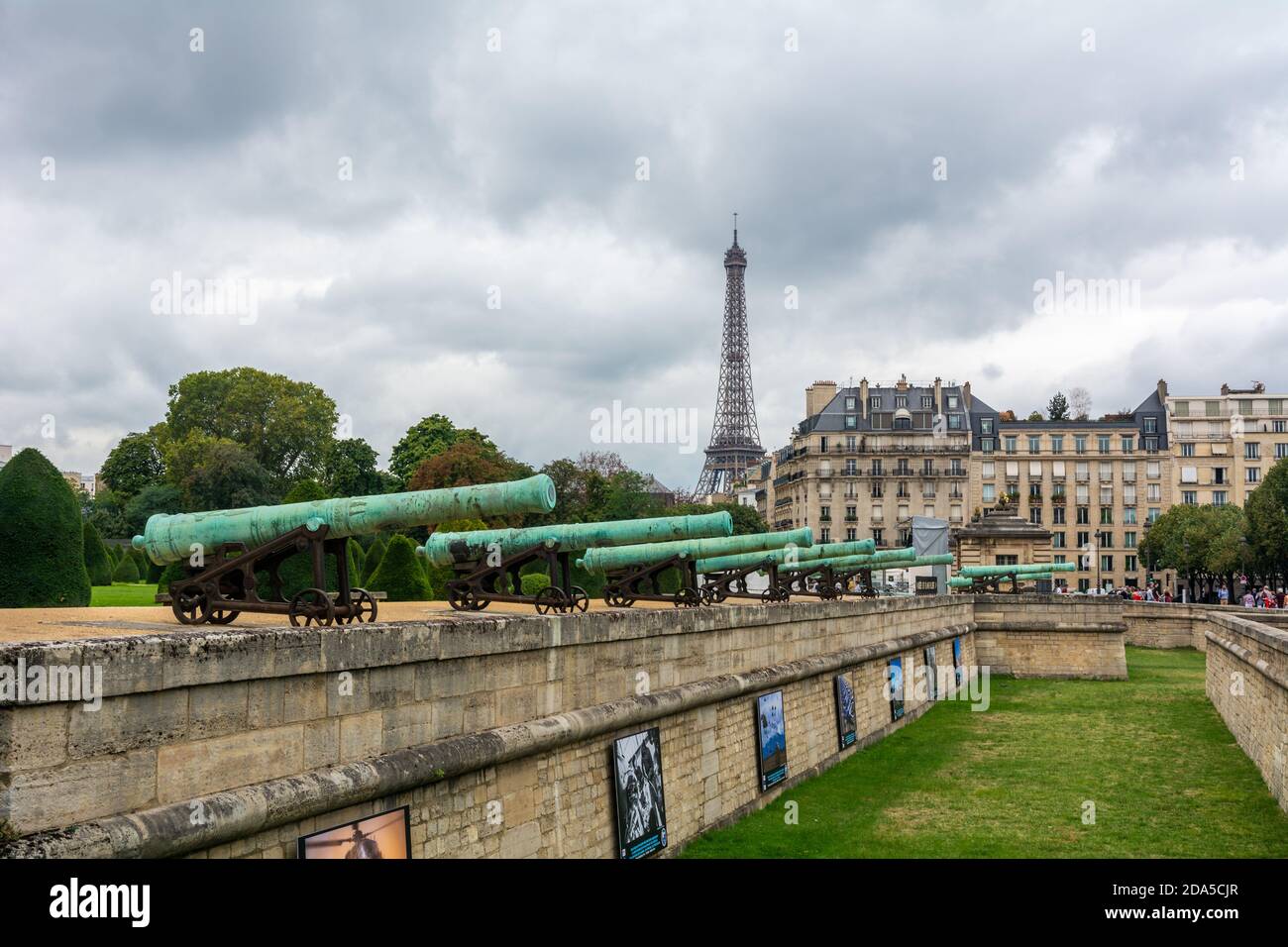 Paris, France - August 29, 2019 : Tourists near cannons outside Les ...