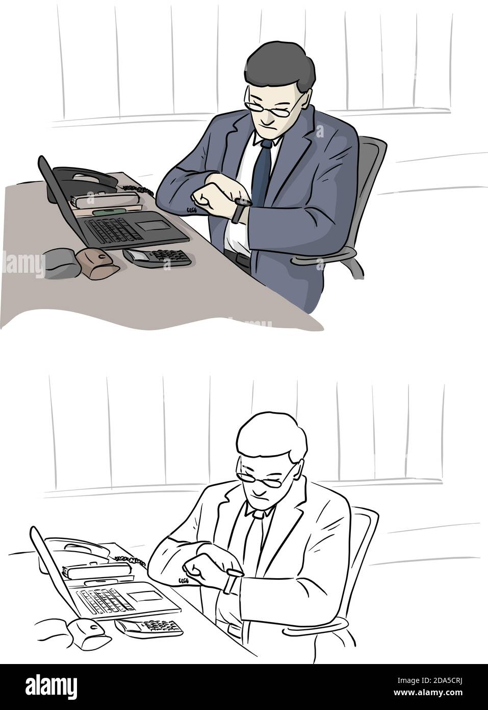 Office worker checking watch Stock Vector Images - Alamy