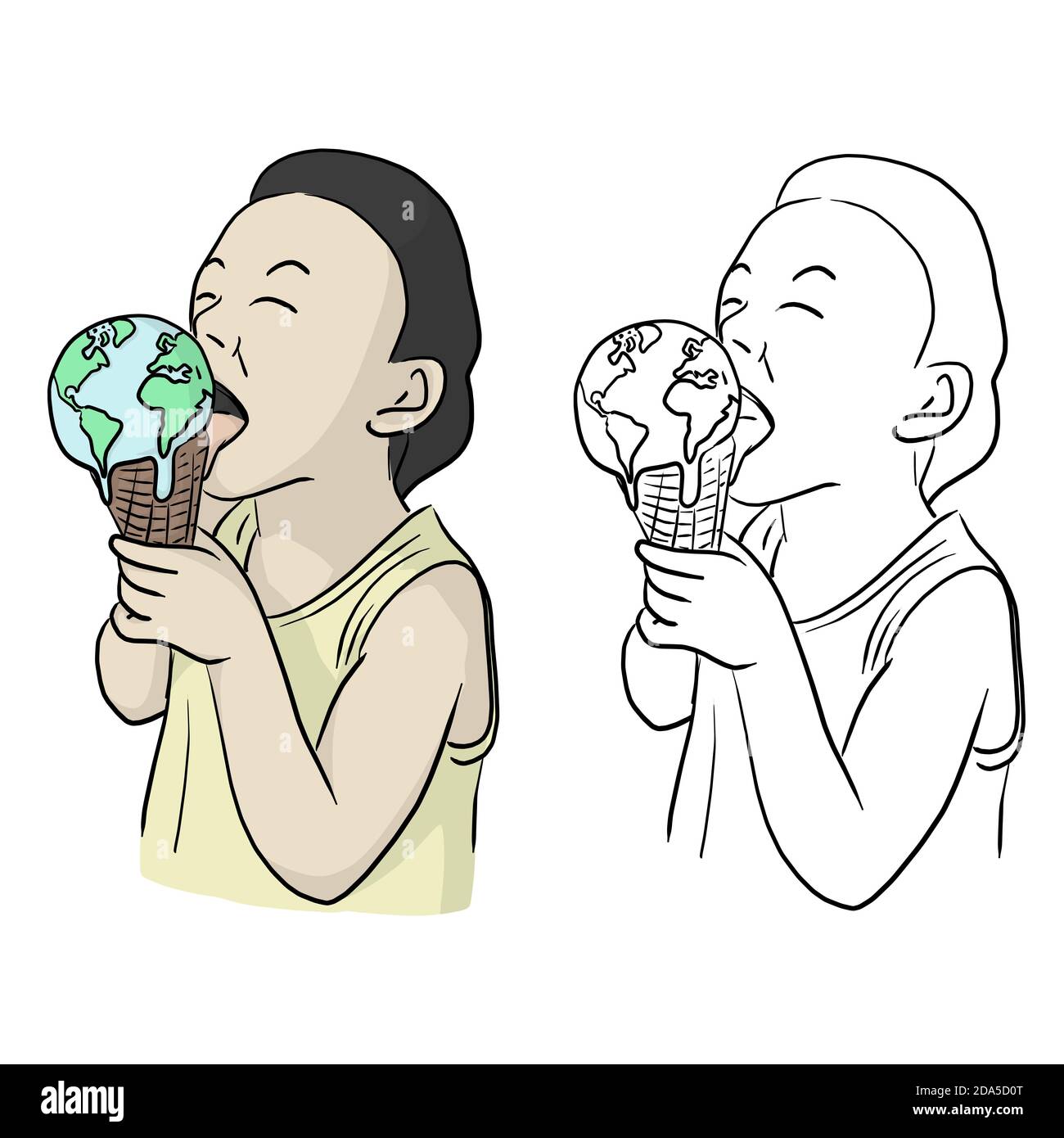 Ice cream melting child Stock Vector Images - Alamy