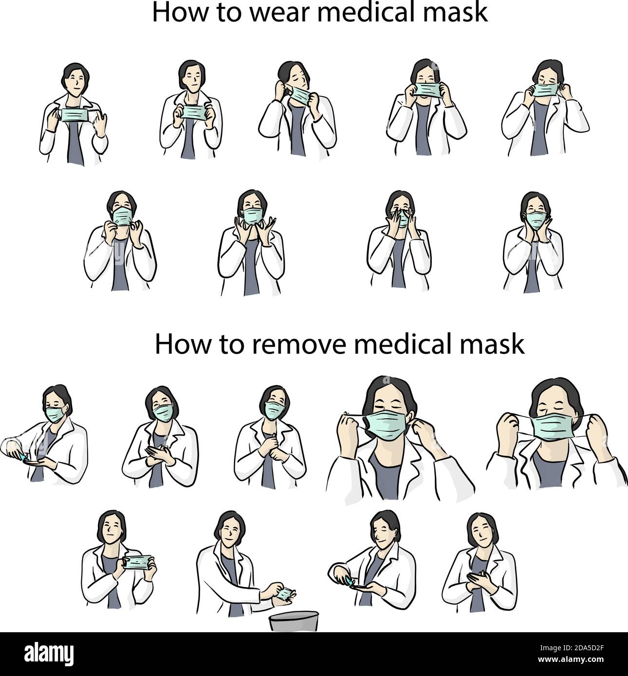 how to wear and remove medical mask Stock Vector Image & Art - Alamy