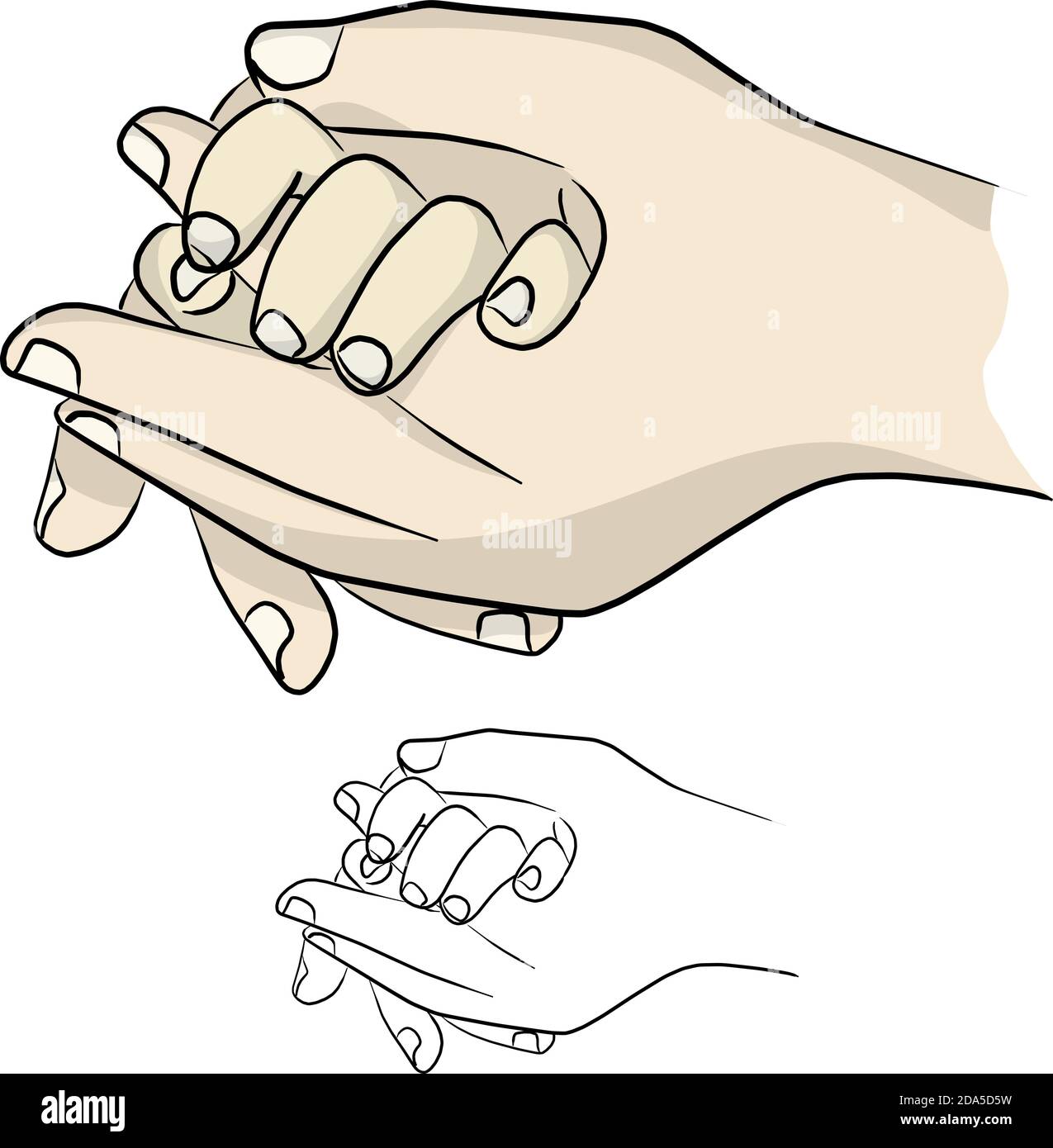 close-up hand of mother holding her little child vector illustration ...
