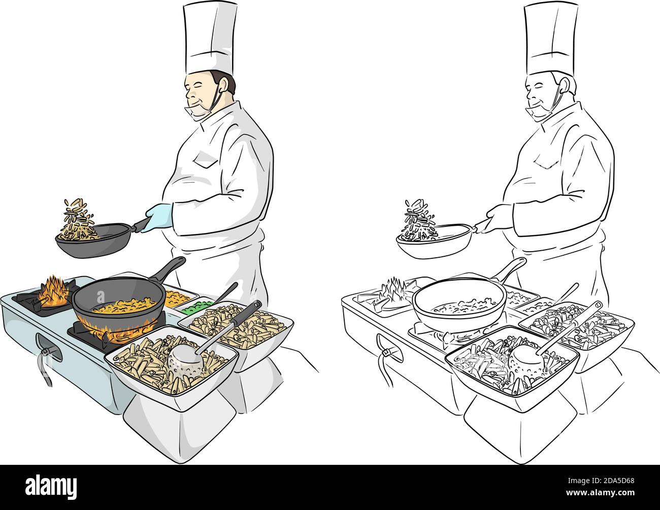 Male cook preparing delicious French fries at a restaurant vector ...