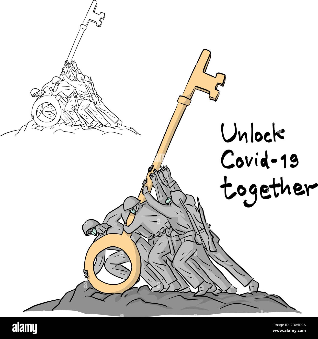 Unlock or reopen COVID-19 Coronavirus lockdown with medical mask vector ...