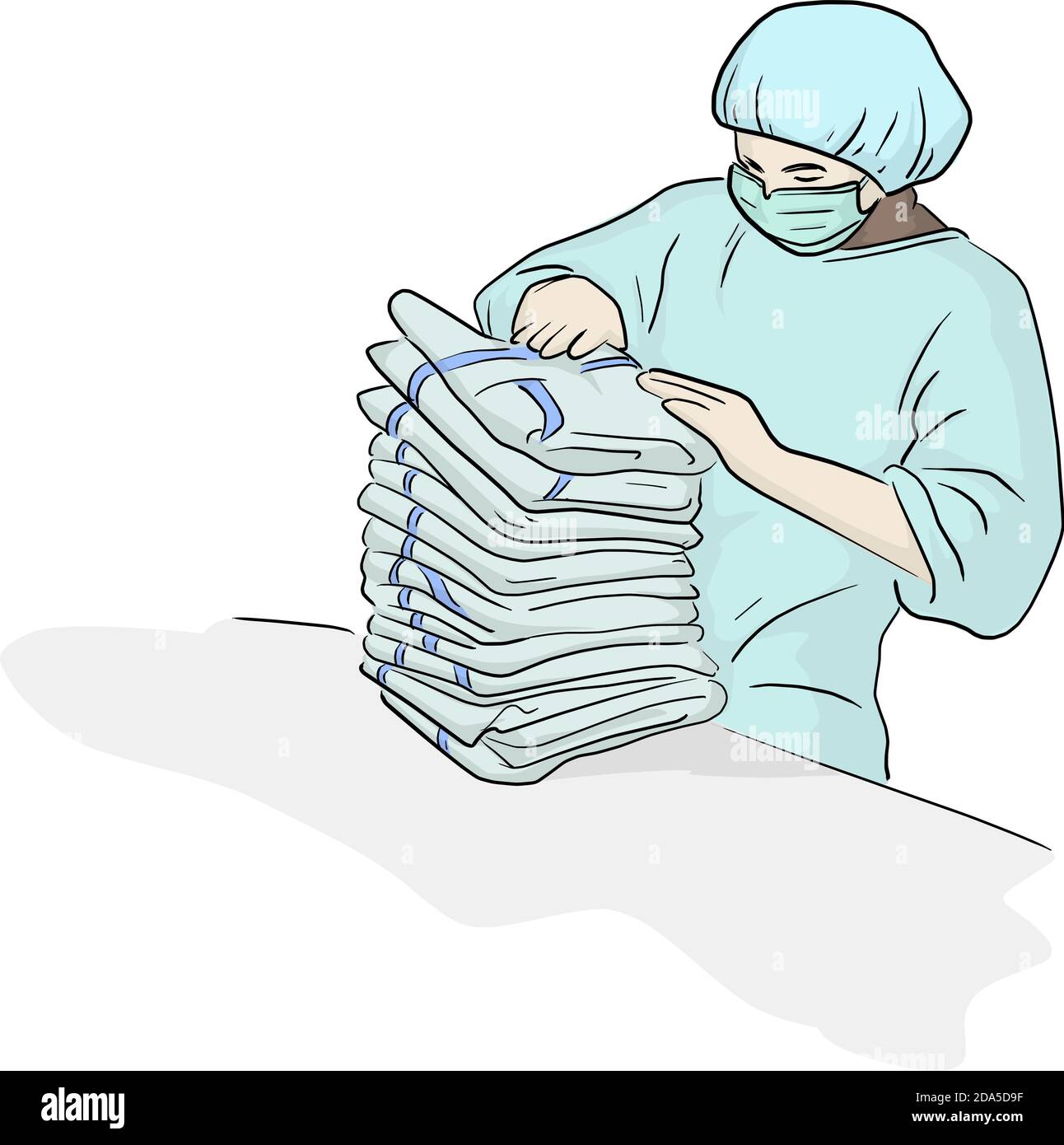 Textile industry female worker Stock Vector Images - Alamy