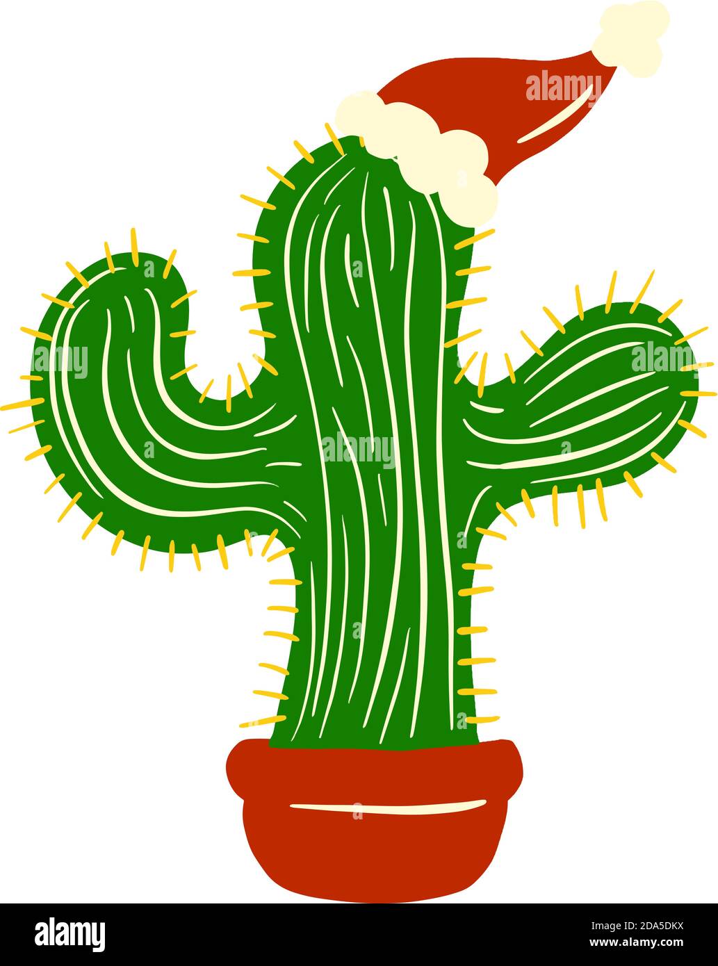 Festive Santa Claus Christmas Tree Cactus Cartoon Illustration Stock ...