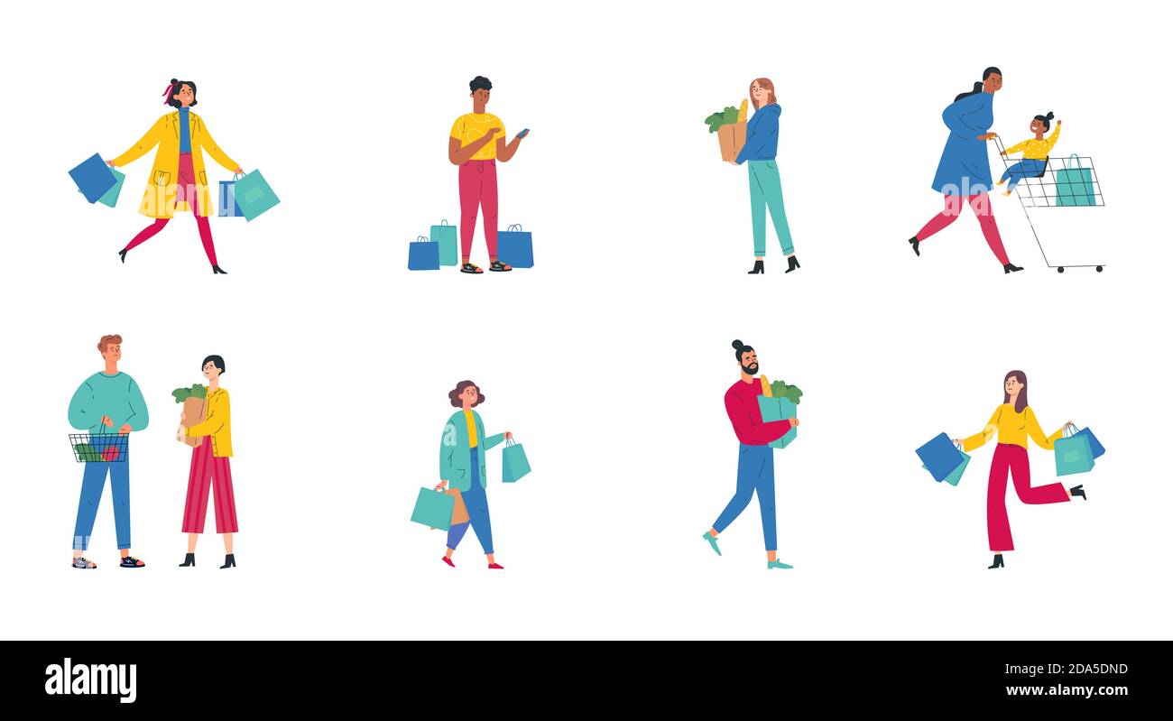 Set people shopping Cut Out Stock Images & Pictures - Alamy