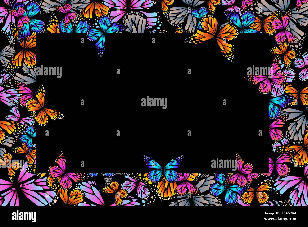 Horizontal frame with butterflies. Vector illustration Stock Vector ...