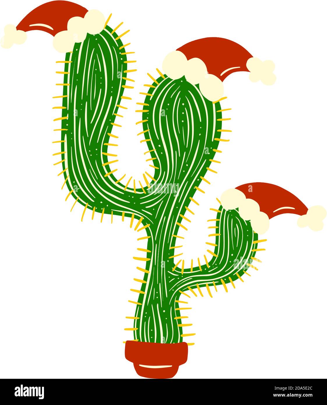 Festive Santa Claus Christmas Tree Cactus Cartoon Illustration Stock ...