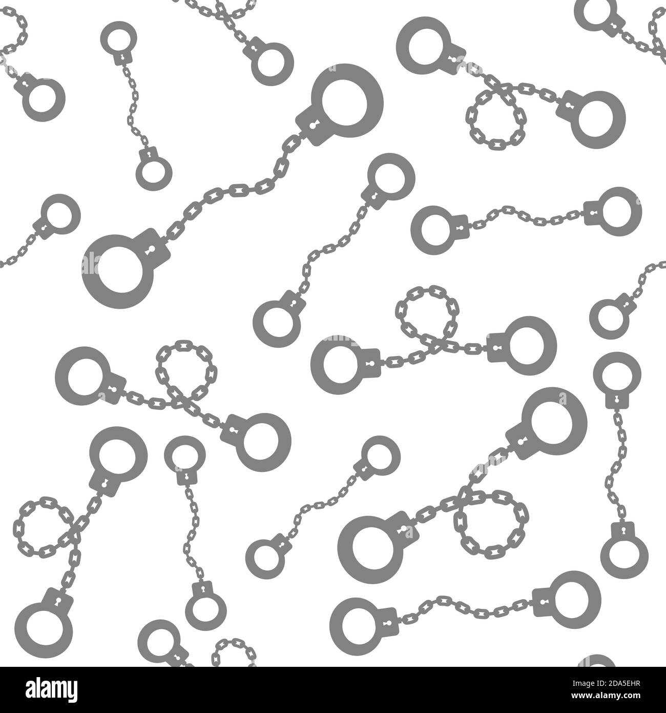 Grey Metal Handcuffs Seamless Pattern Isolated on White Background ...