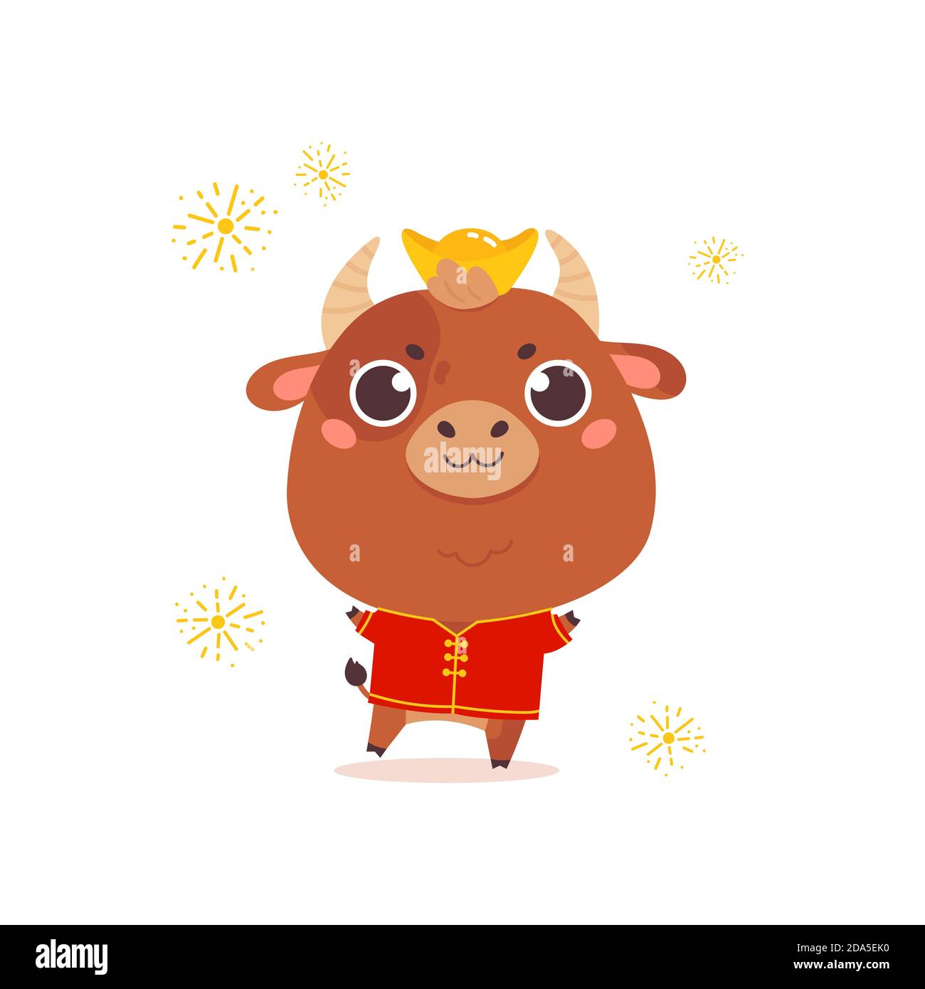 Cute cartoon ox with in a traditional costume Stock Vector Image & Art ...