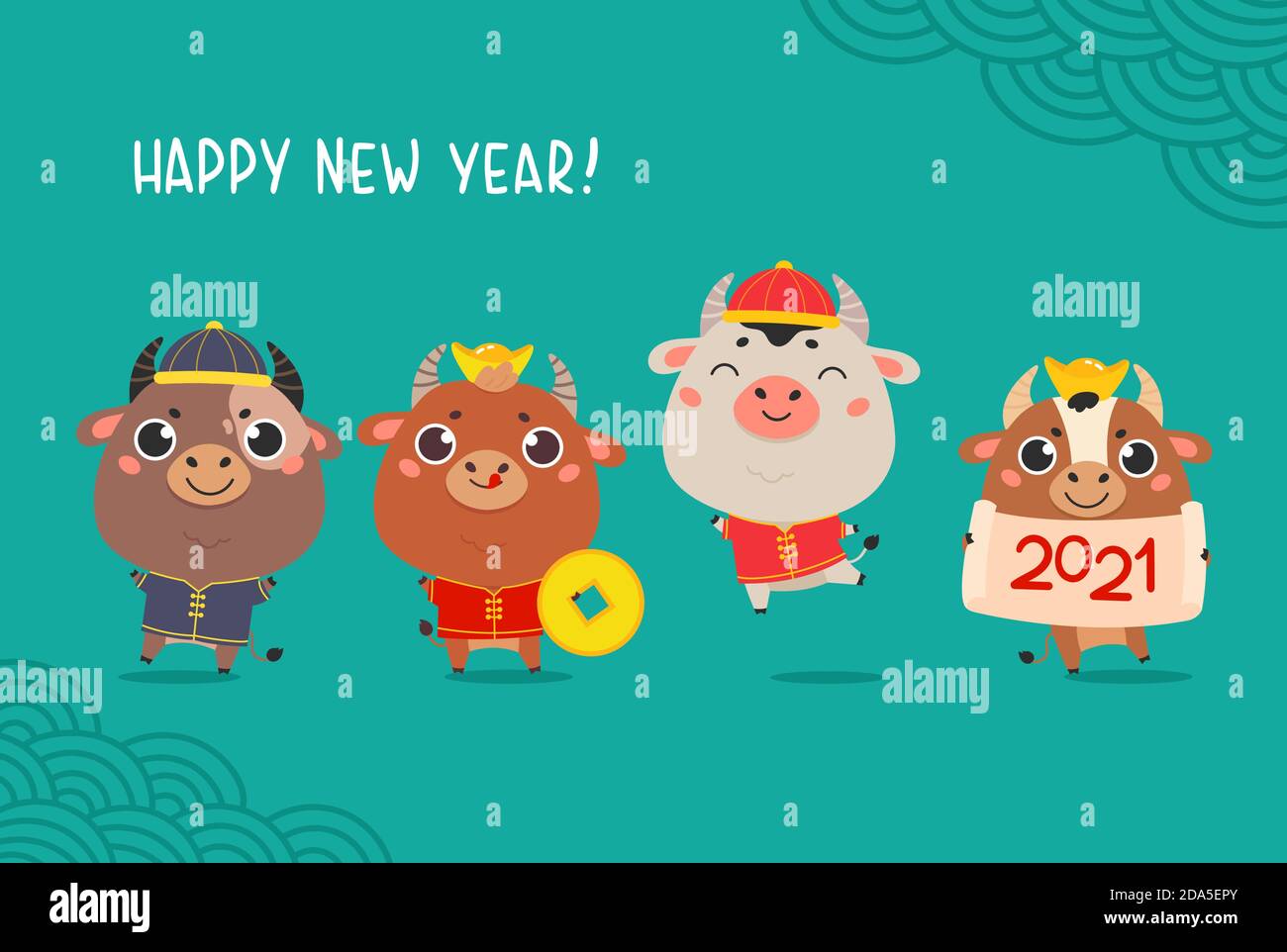 Christmas design template with cute oxen Stock Vector Image & Art - Alamy