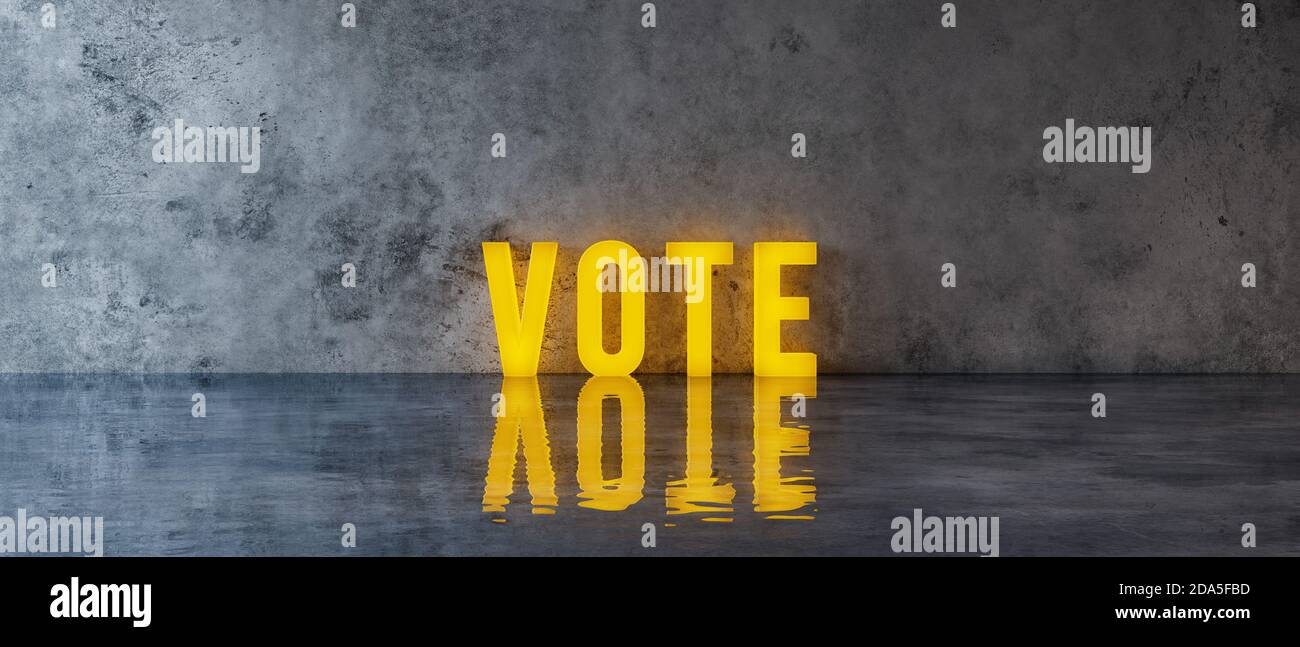 Vote text sign on concrete wall 3d render 3d illustration Stock Photo ...
