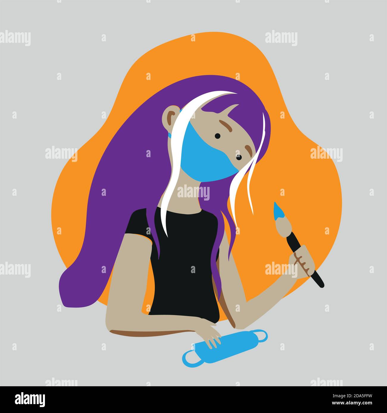Girl painting a picture Stock Vector Images - Alamy