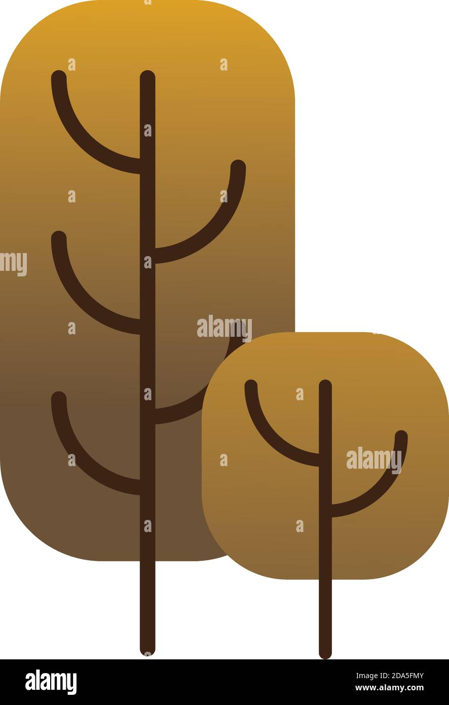 yellow trees plants forest isolated icons vector illustration design ...