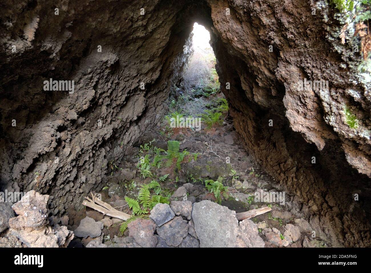 lava tube is natural conduit formed by flowing lava in Etna Park ...