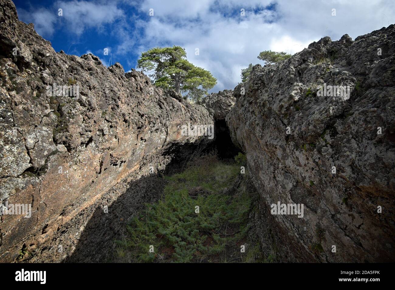 lava tube is natural conduit formed by flowing lava in Etna Park ...