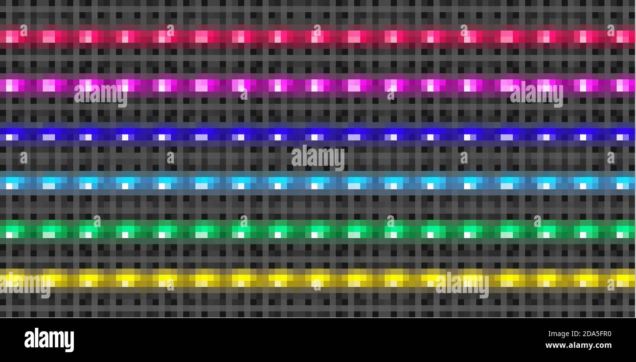 Realistic LED strip set. Colorful glowing illuminated tape decoration ...