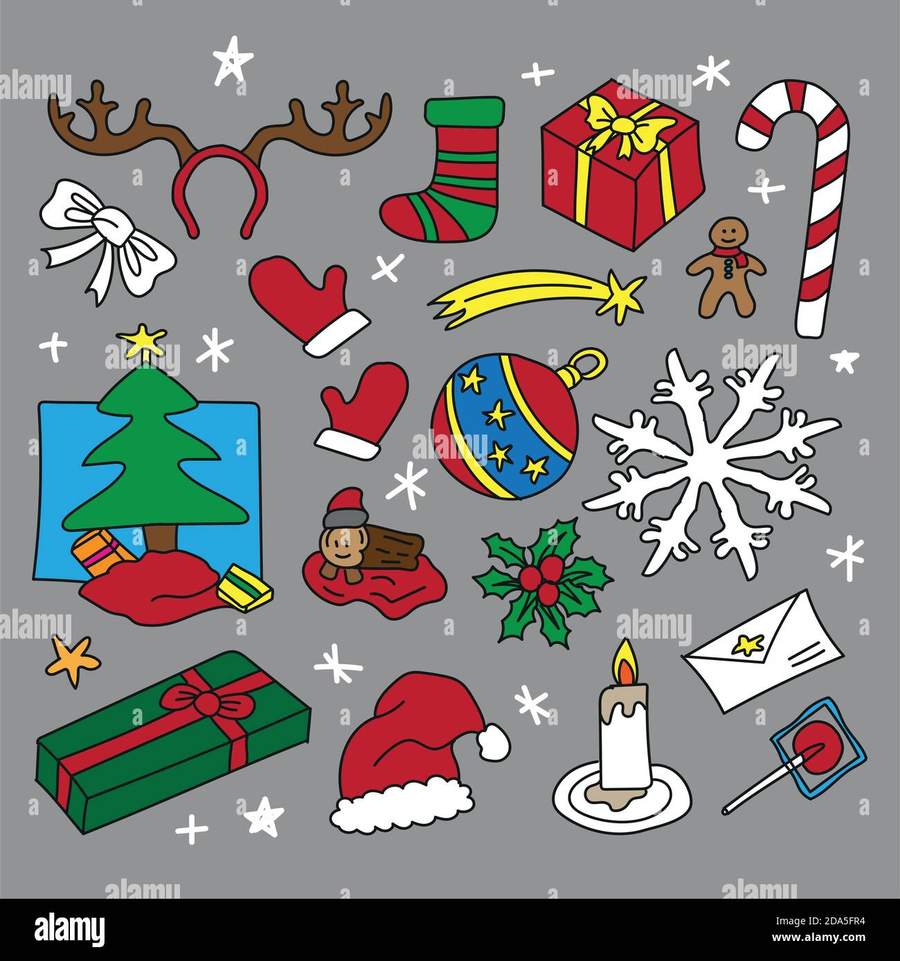 Set of christmas items in a childlike style Stock Vector Image & Art ...