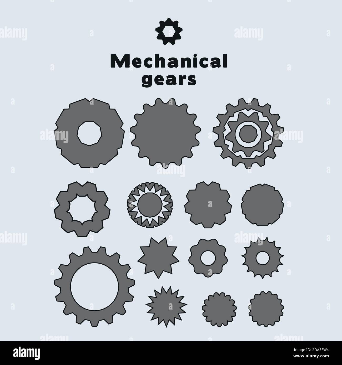 Set of shadows of mechanical gears, grey color Stock Vector Image & Art ...