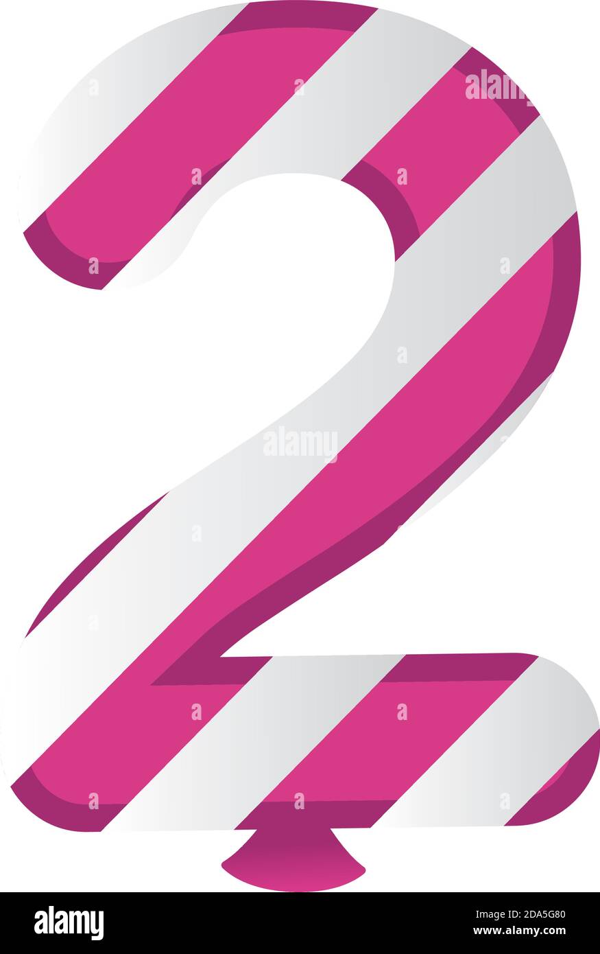 balloon helium number two with stripes floating vector illustration ...