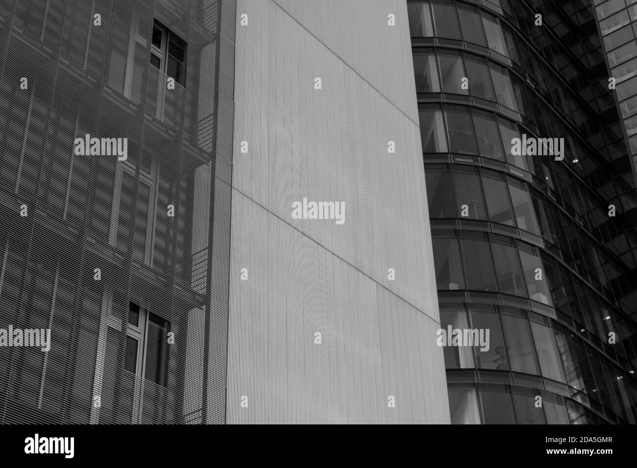 Black and white tone, Exterior architectural detail of mixture facade ...