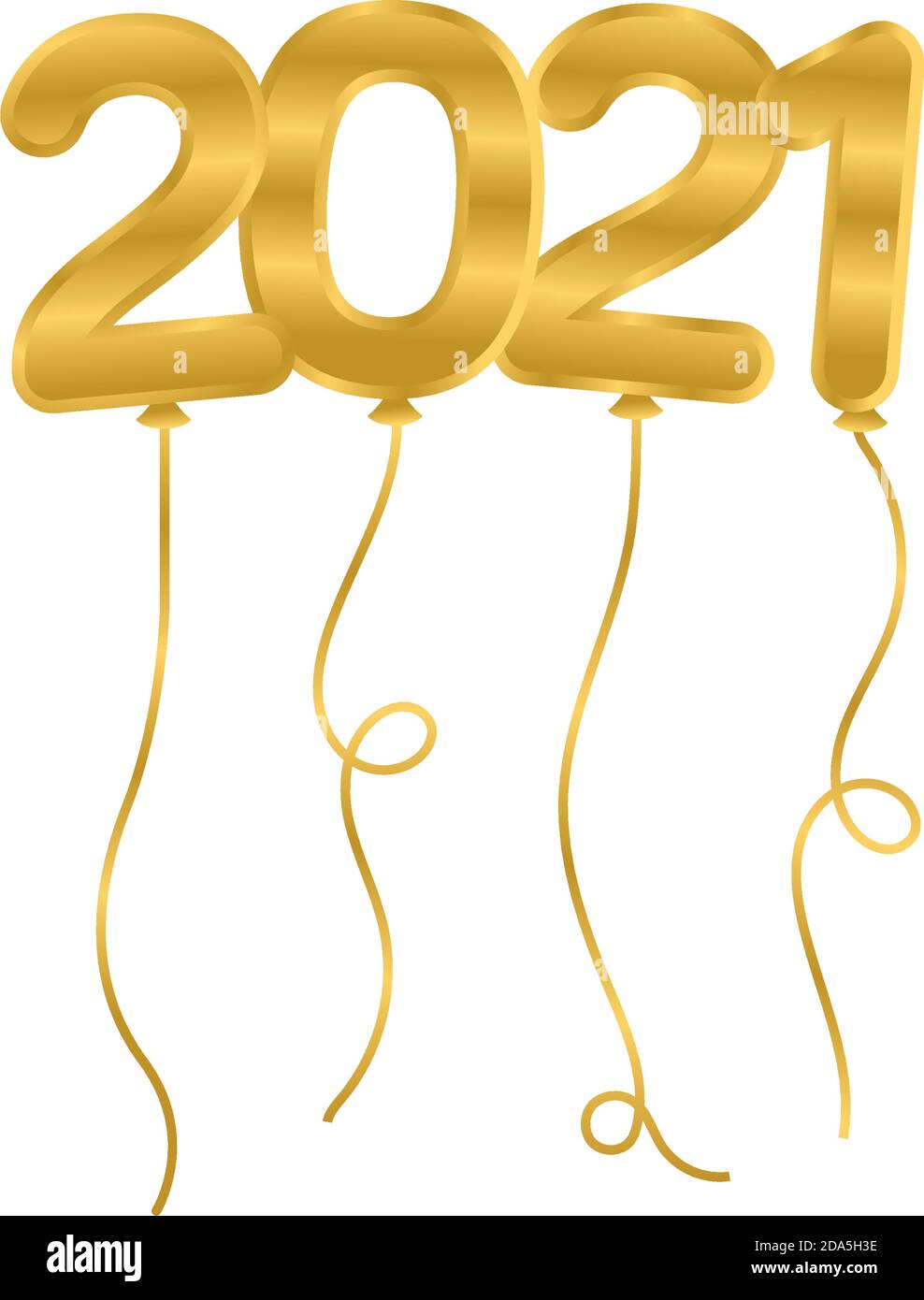 2021 year golden balloons helium floating decoration vector ...