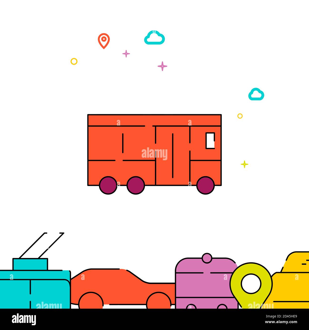 Regular bus side view filled line icon, simple illustration Stock ...