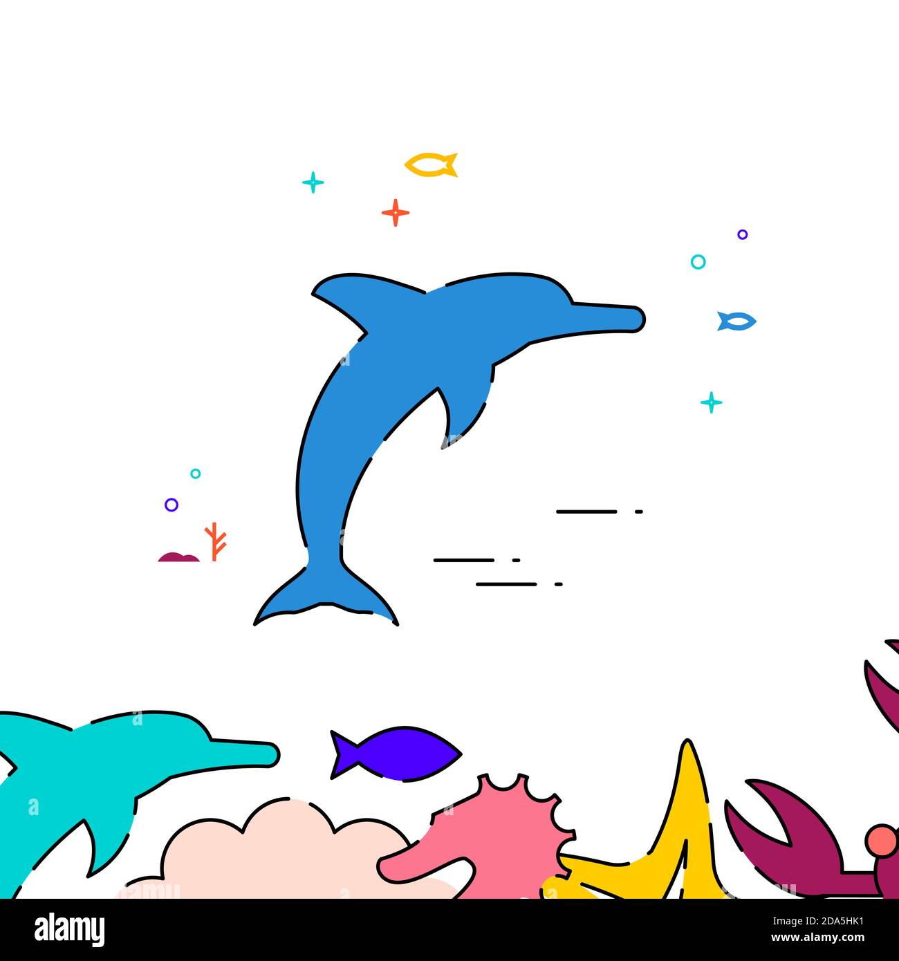 Dolphin Line Drawing High Resolution Stock Photography and Images - Alamy