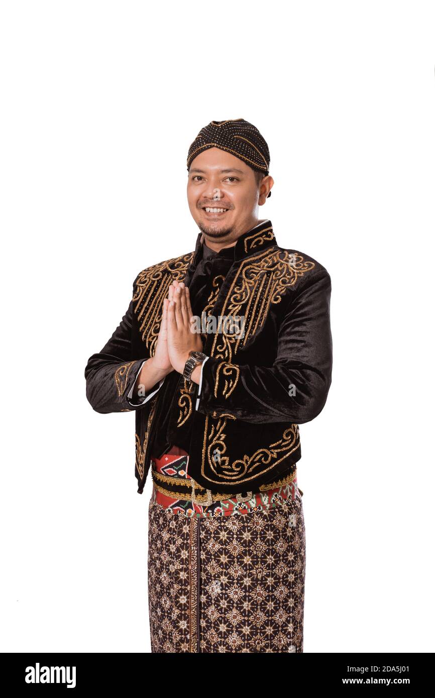 A portrait of a costume traditional Javanese man. isolated on white ...