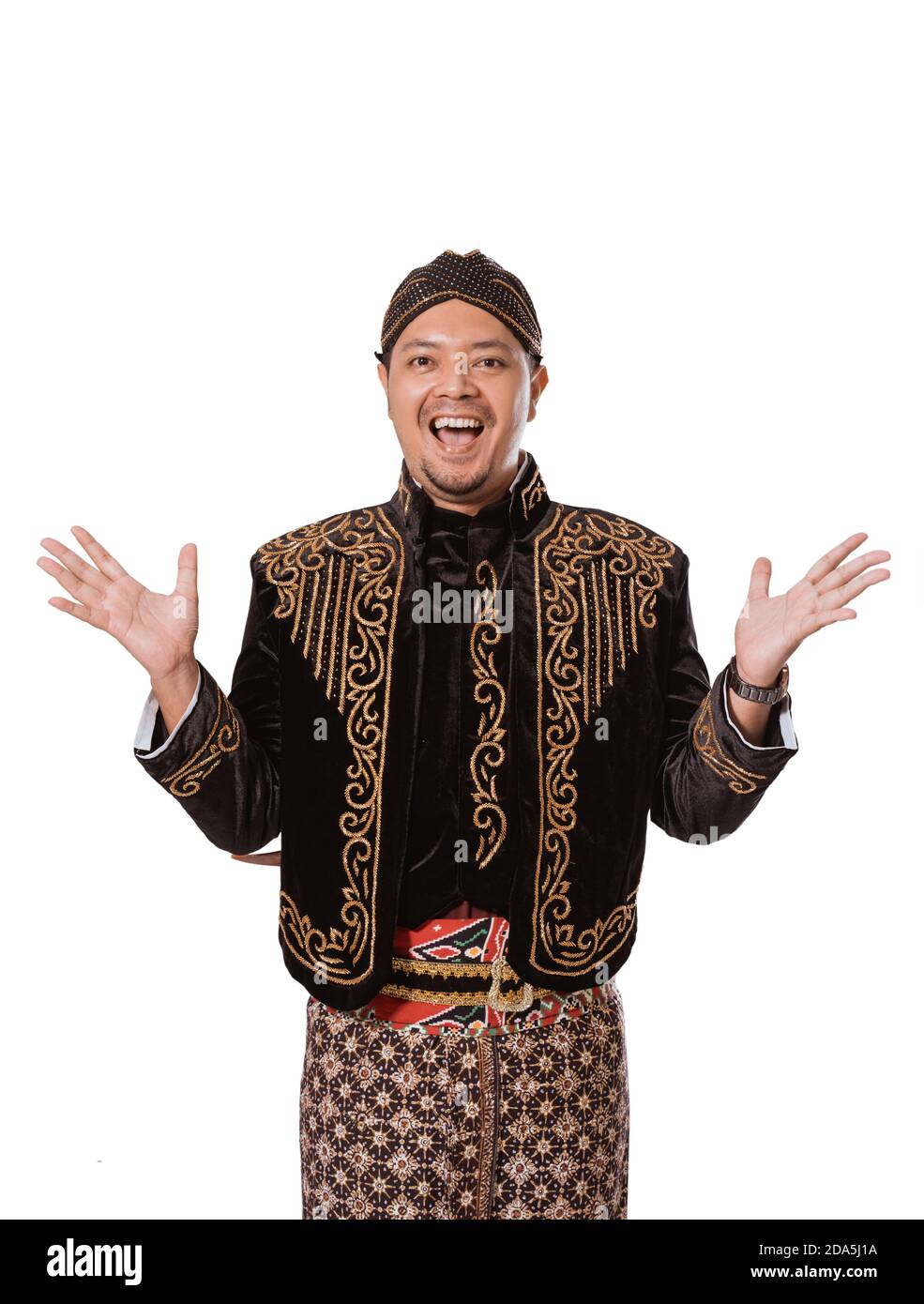 A portrait of a costume traditional Javanese man. isolated on white ...