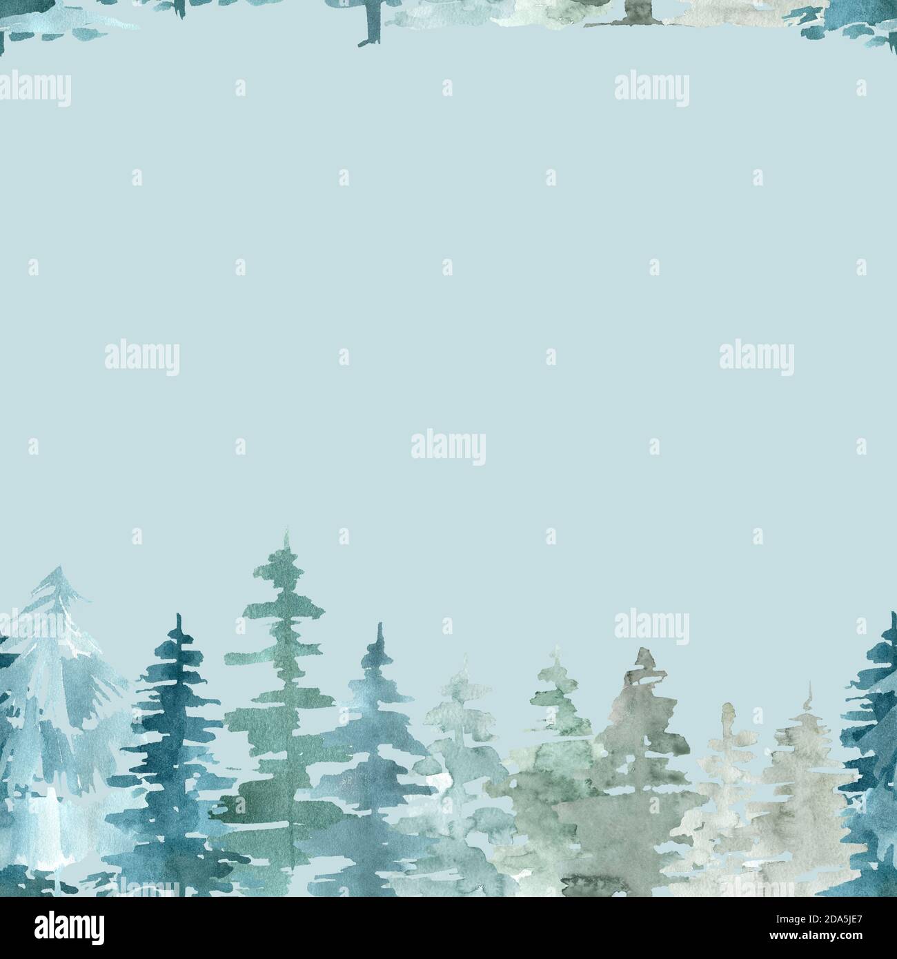 Seamless border pattern of pine trees. Christmas winter forest on a ...